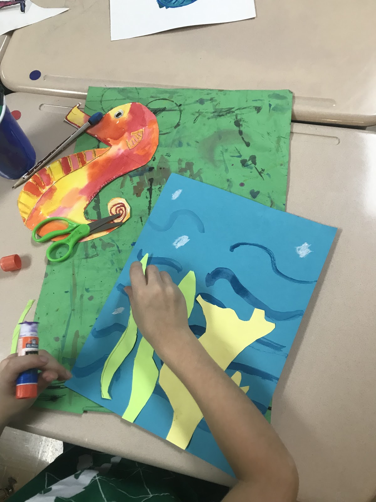 Elements of the Art Room: 1st grade Eric Carle inspired seahorses
