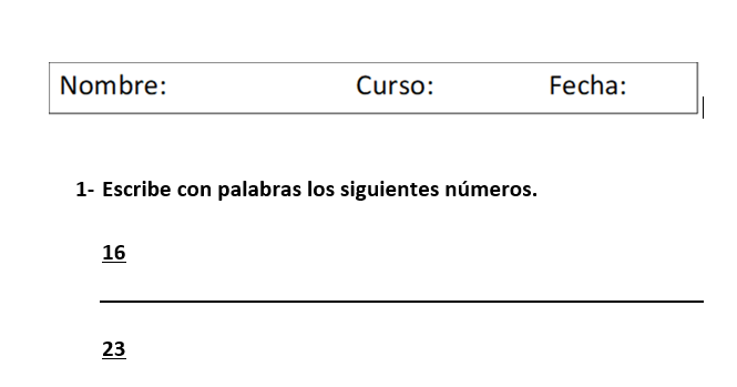 Escribir con palabras los números