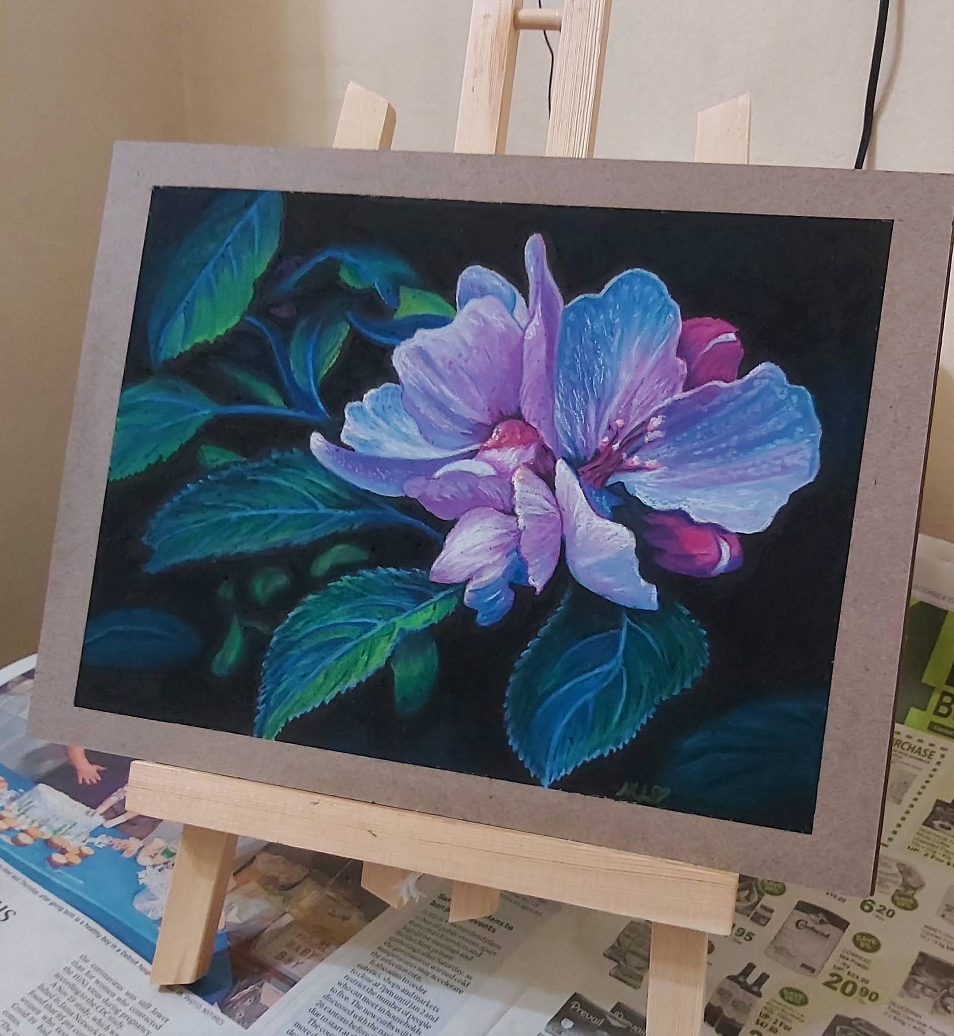 Oil pastels for flowers - blending and layering