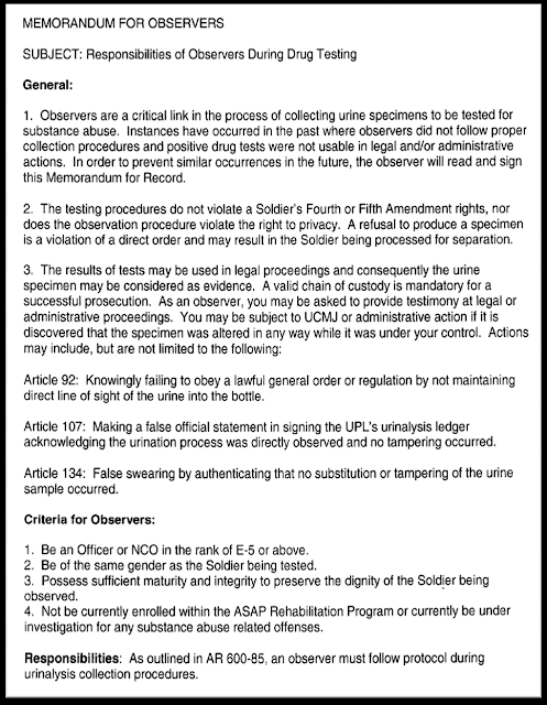 Urinalysis Observer Briefing and Memo
