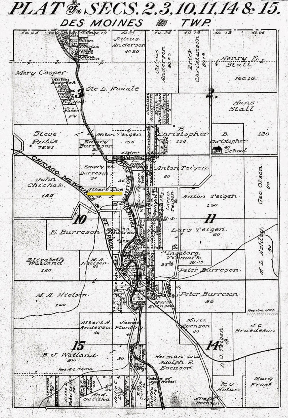 A Roe Blog: Des Moines Township, Jackson County, MN Plat Map (1914)