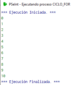 Ciclo For en PSeInt