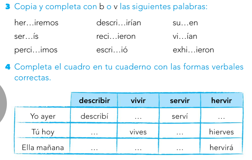 La Clase de Tercero/Cuarto del Picasso: 9 de Junio. ORTOGRAFÍA: Verbos terminados en -bir ...