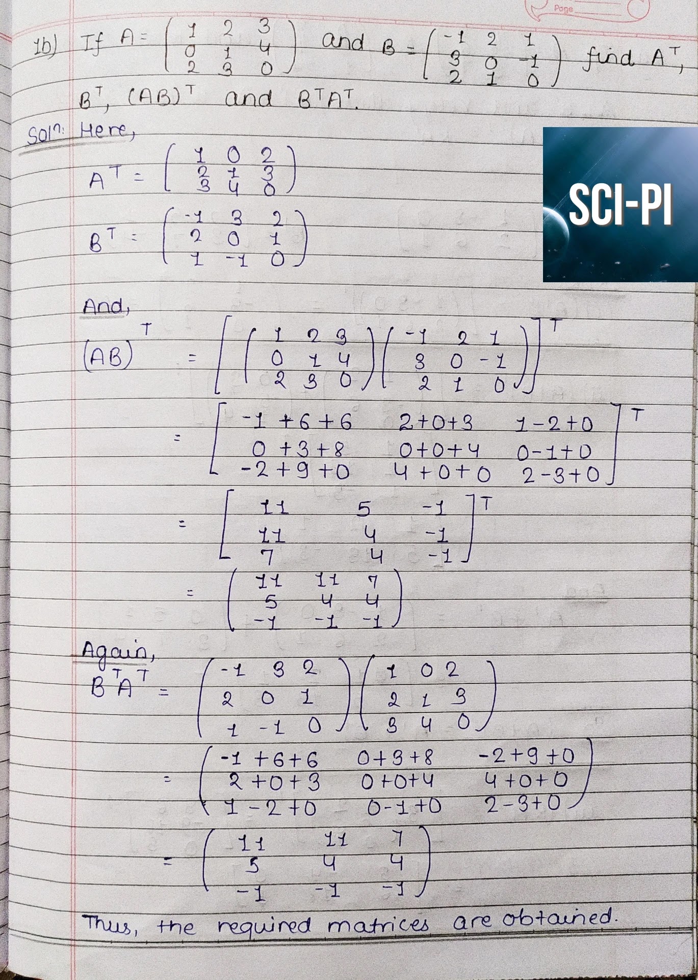 Grade 11 Matrices and Determinants Exercise 1 Solutions | Basic ...