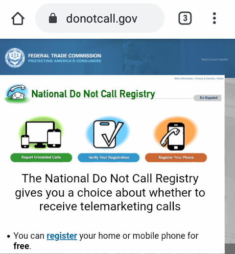 5. Subscribe to the National Do Not Call Registry list