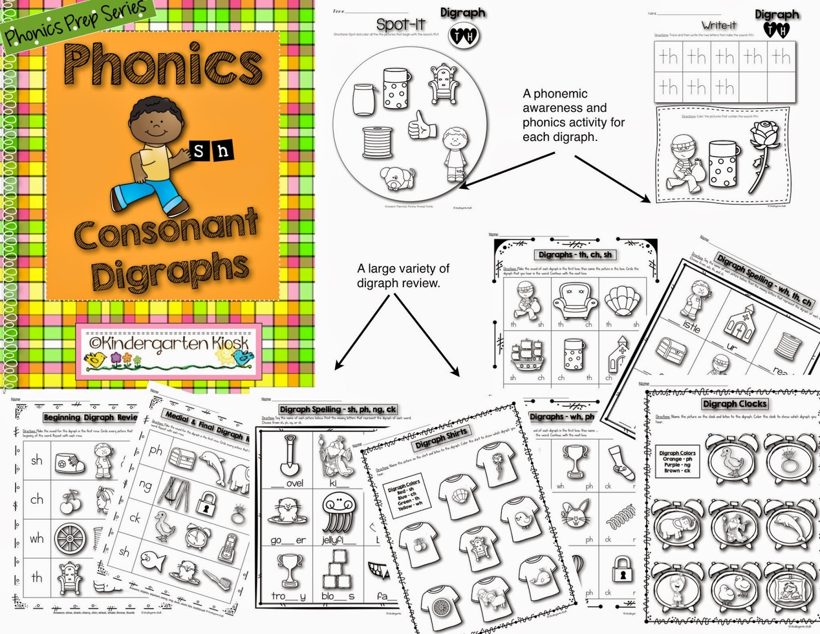 Kindergarten Kiosk: Phonics Prep: Consonant Digraphs