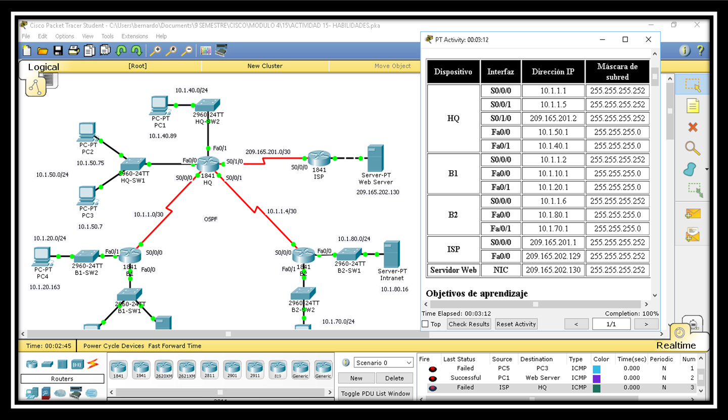 REDES WAN: 15. DESAFÍO DE HABILIDADES