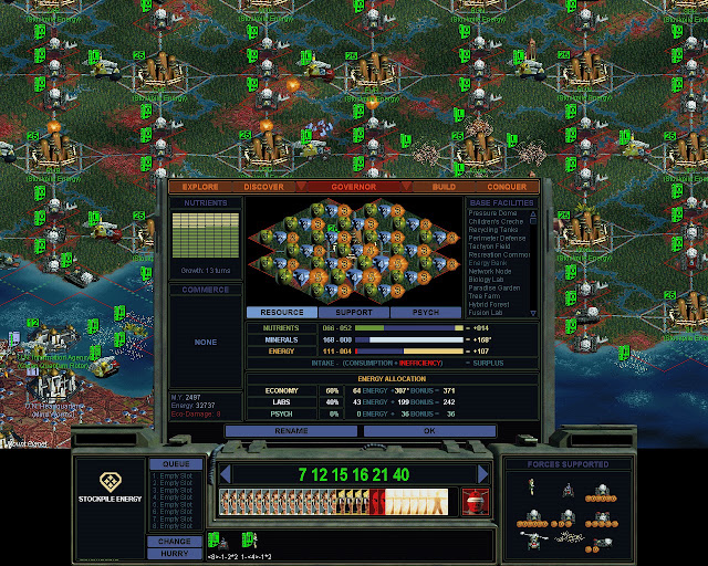 The Best Games Ever: Sid Meier's Alpha Centauri - City Production Screen