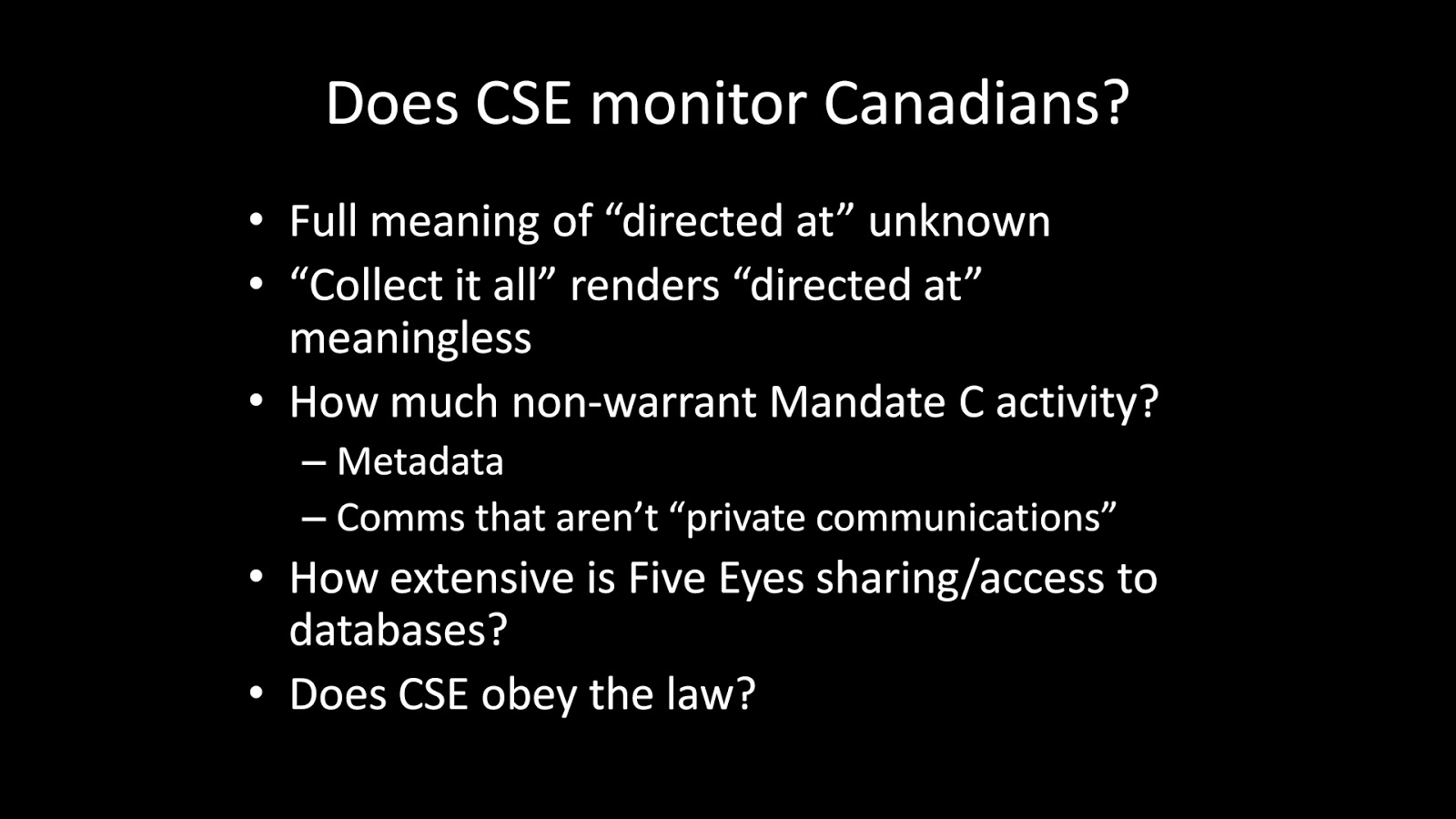 Lux Ex Umbra: CSE: What do we know? What do we need to know?