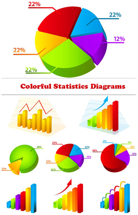 Quality Graphic Resources: Colorful Statistics Diagrams - Vector