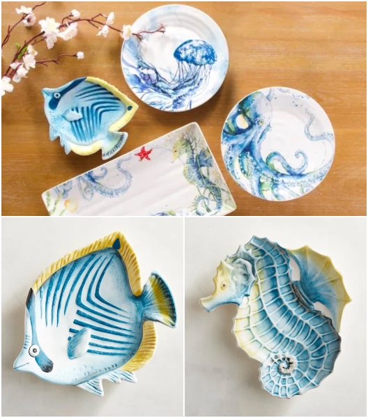 Ceramic Coastal Dinnerware Sets for Sea Inspired Dining & Entertaining