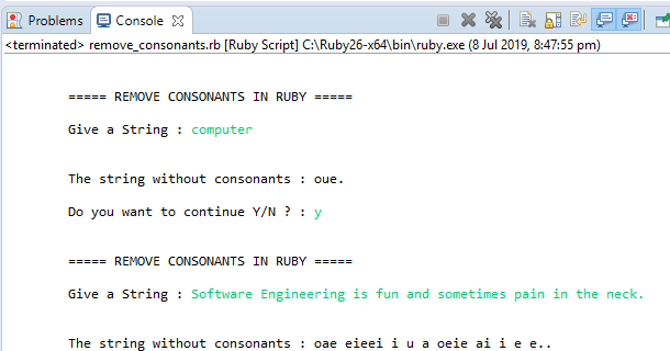 Free Programming Source Codes And Computer Programming Tutorials Remove Consonants In Ruby