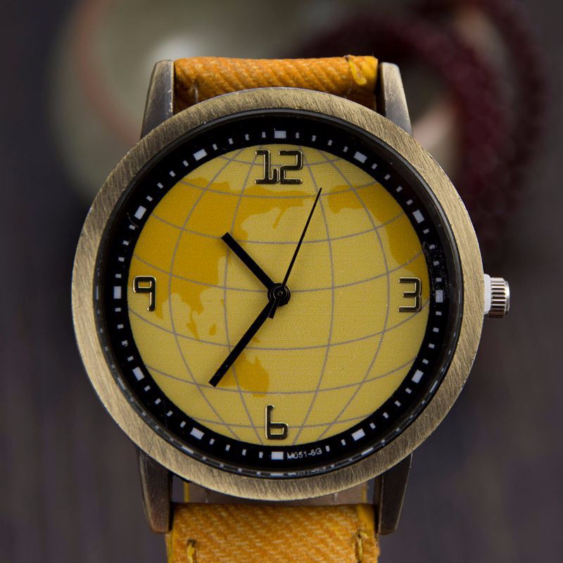 Watch-Discounter: Unisex horloge wereldbol geel