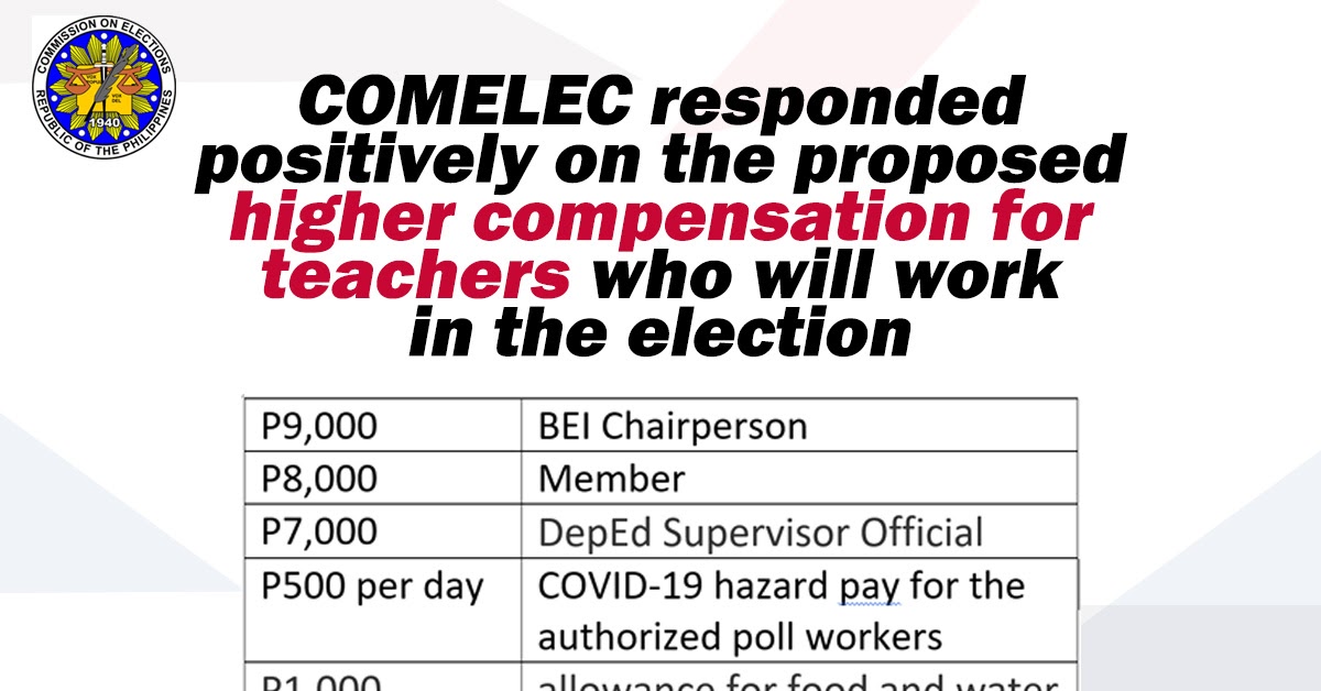 Comelec gives positive response to the proposed higher compensations ...