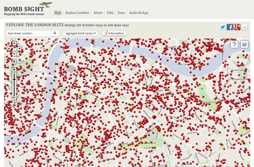 Un mapa interactivo localiza las bombas caídas en Londres durante el ...