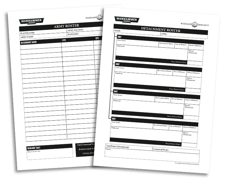 The New Warhammer 40k Downloadable Army Rosters - Faeit 212