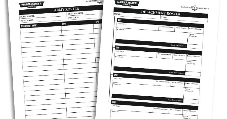 The New Warhammer 40k Downloadable Army Rosters - Faeit 212