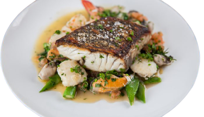 Pan Seared Barramundi with Seafood Medley - good food