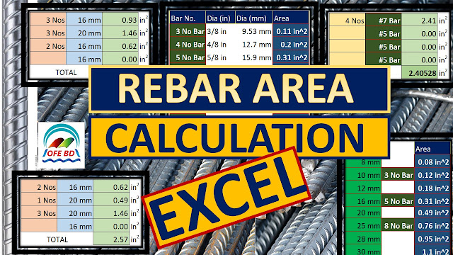 REINFORCEMENT BAR AREA CALCULATION IN EXCEL SHEET