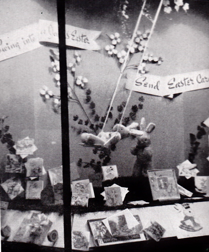 vintage recycling: Rust Craft Easter Greeting Cards 1941 Shop windows