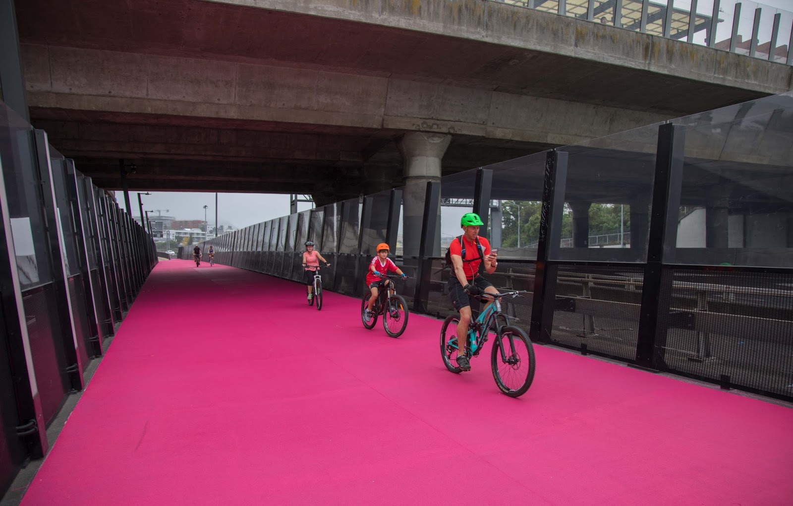 A Kiwi at the camera: One of the newer Auckland bike ways