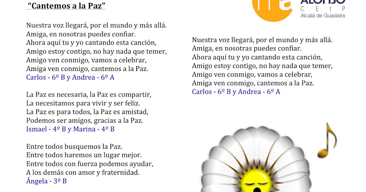 Maestro Enrique Montaño: Tenemos letra para la Canción de la Paz. Es ...