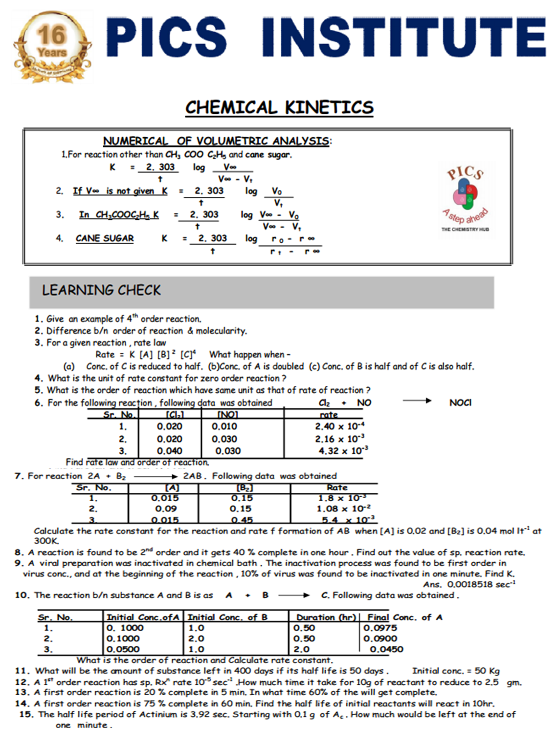 Chemical Kinetics Important Questions chemical-kinetics-important-questions