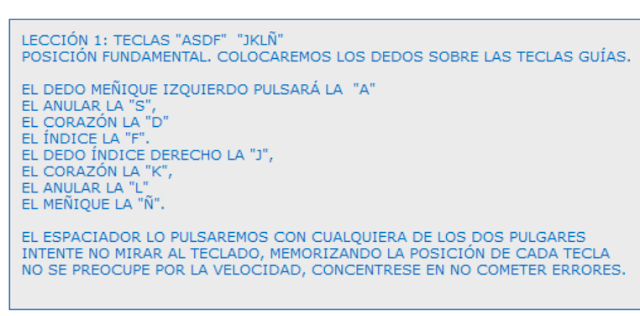 Práctica 1 Mecanet: Teclas asdf - jklñ
