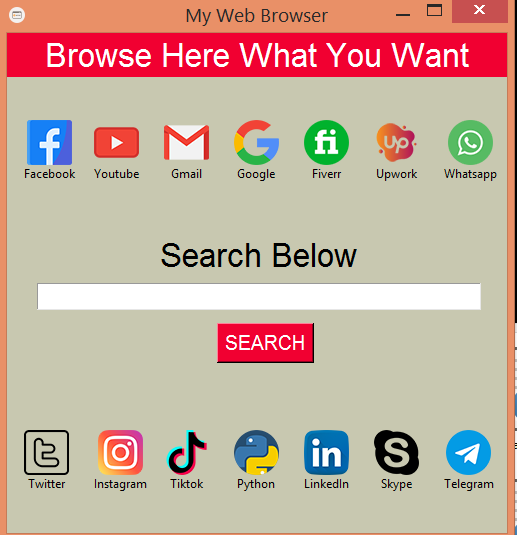 Web broswer using tkinter and webbrowser module