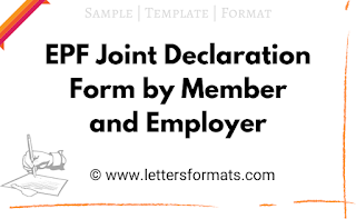 EPF Joint Declaration Form by Member (Employee) & Employer