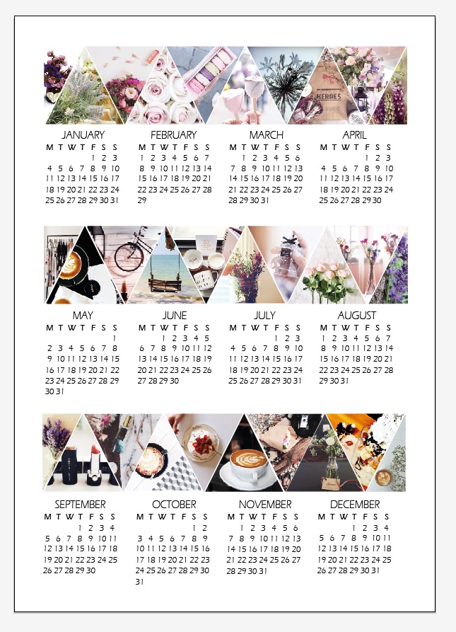 Pinterest & Instagram Inspired Calendar