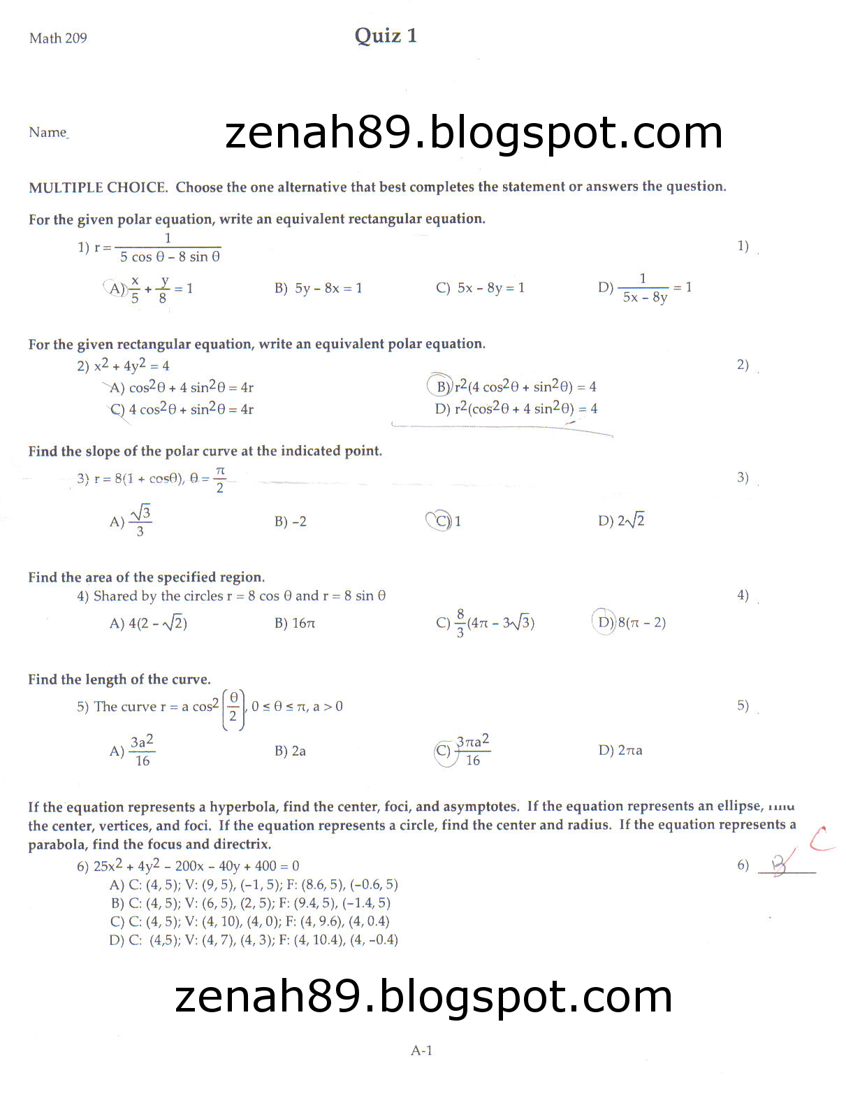 teCh-89: All Quizzes Calculus Three (III) - Math 209
