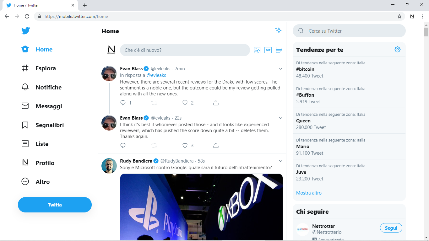 Twitter ottiene il nuovo layout nella versione mobile da desktop