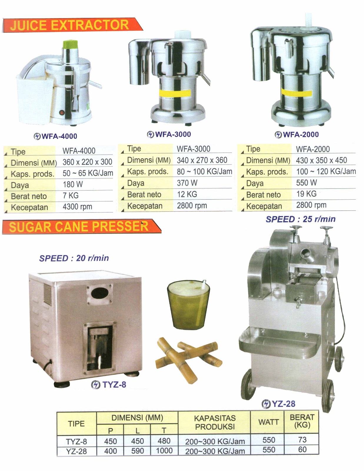 Extractor & Presser Equipment ~ Kitchen Equipment