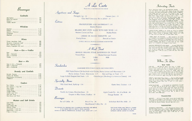 Delmar Historical And Art Society: 1963 Pennsylvania Railroad Dinning ...