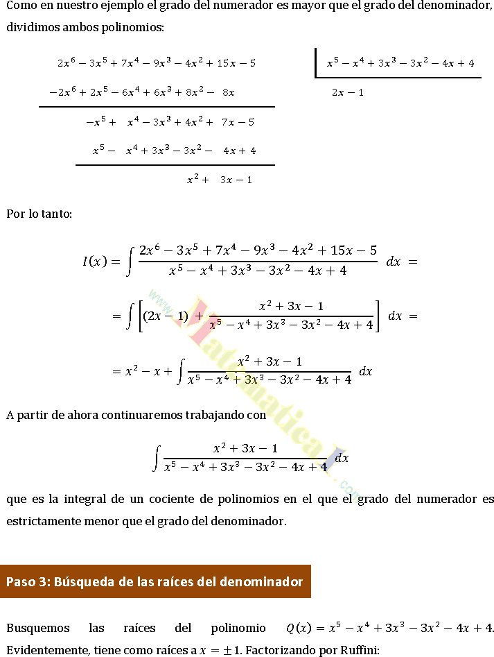 INTEGRACIÓN POR FRACCIONES PARCIALES PDF EJERCICIOS Y EJEMPLOS RESUELTOS