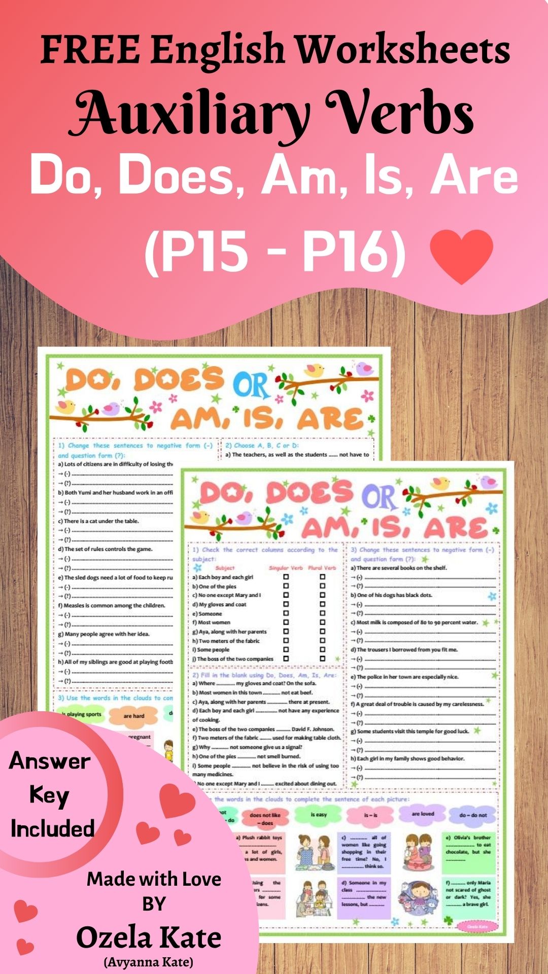 Ozela Kate: Worksheet for Children and Beginner - Auxiliary Verbs - Do ...