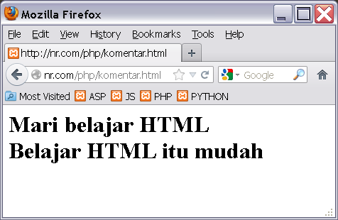 Menuliskan Komentar Pada HTML, Javascript, ASP, Atau PHP - Niguru Indonesia