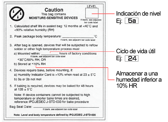 el técnico de SMT. : COMPONENTES SENSIBLES A LA HUMEDAD MSD