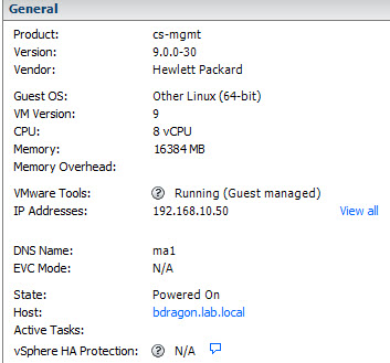 VMware Snapshots: Installing HP Cloudsystem 9.0 - Part 1