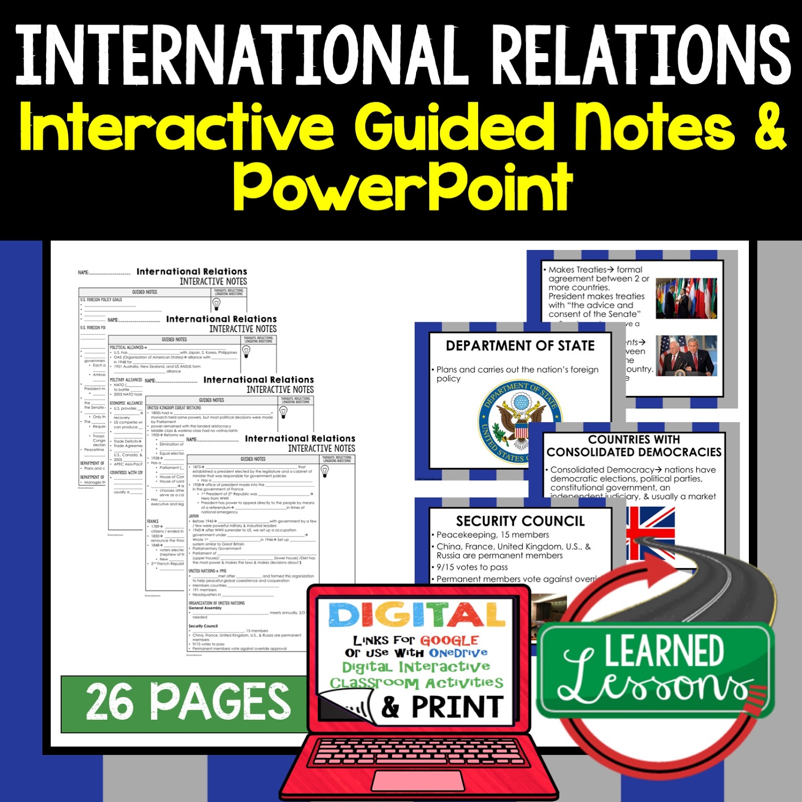 CIVICS Guided Notes and PowerPoints BUNDLE, Print and Digital Graphic ...