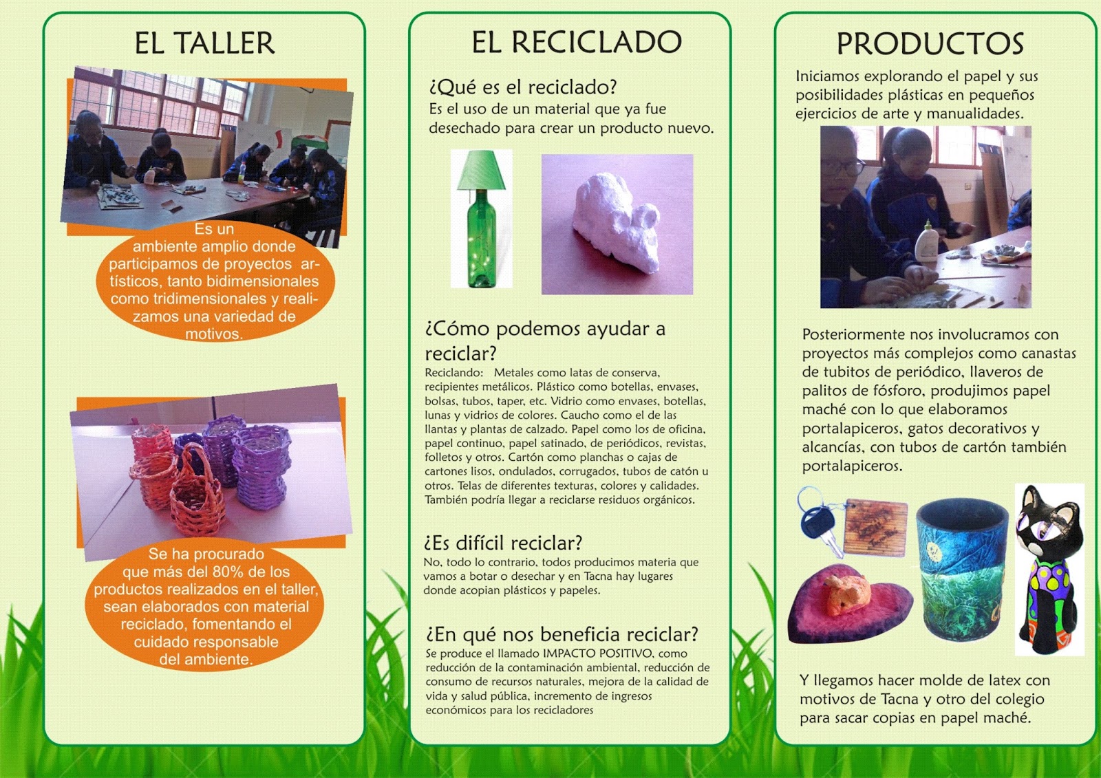 TALLER "ARTE PARA CREAR": TRÍPTICO INFORMATIVO