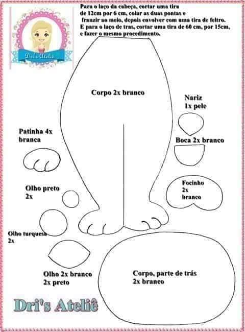 Gata Marie Molde para Feltro - Feltro e moldes para artesanato