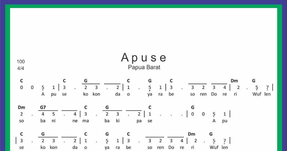 Not Angka Lagu Apuse - SEKITAR MUSIK