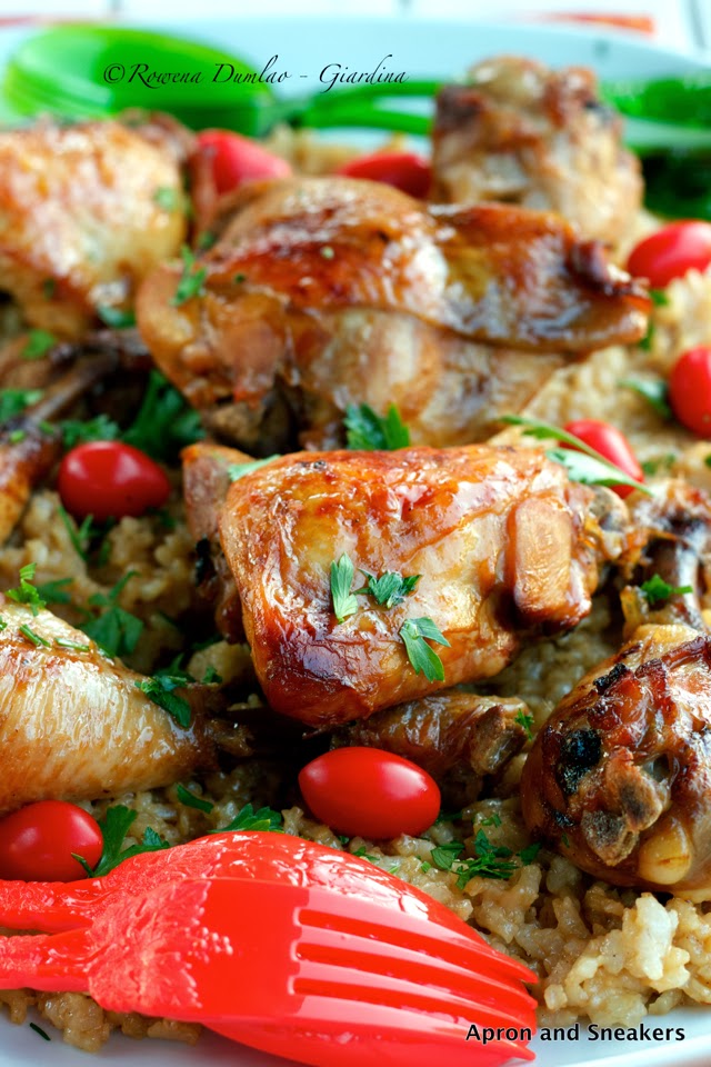 Baked Lemon Soy Chicken and Rice Platter
