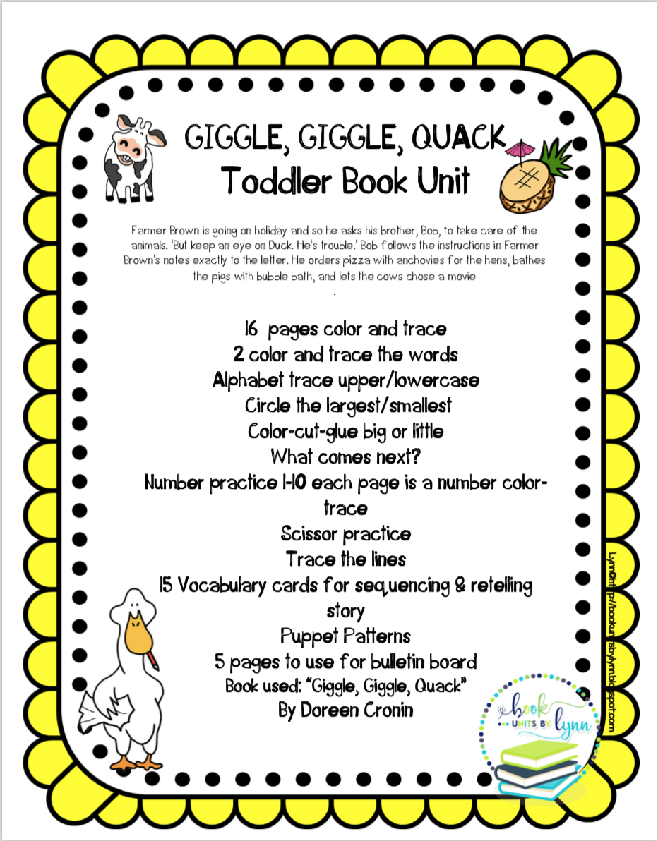 GIGGLE, GIGGLE, QUACK TODDLER BOOK UNIT ~ Book Units by Lynn