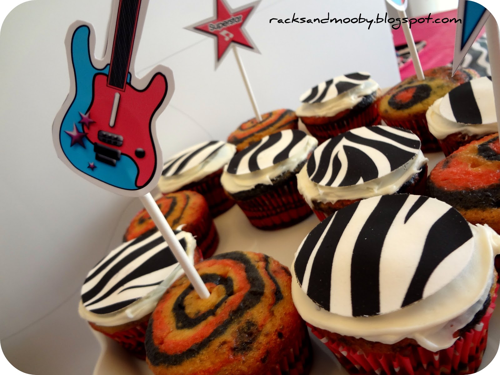 RACKS and Mooby: Rock Star and Zebra Striped Cupcakes