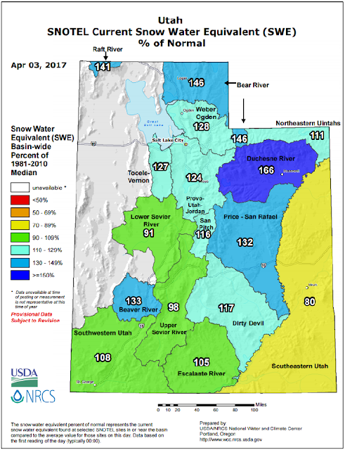 Utah Weather: Snow Water Equivalent % of Normal