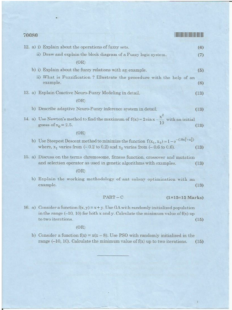 Anna University Ap 5251 Soft Computing And Optimization Techniques November December 2019