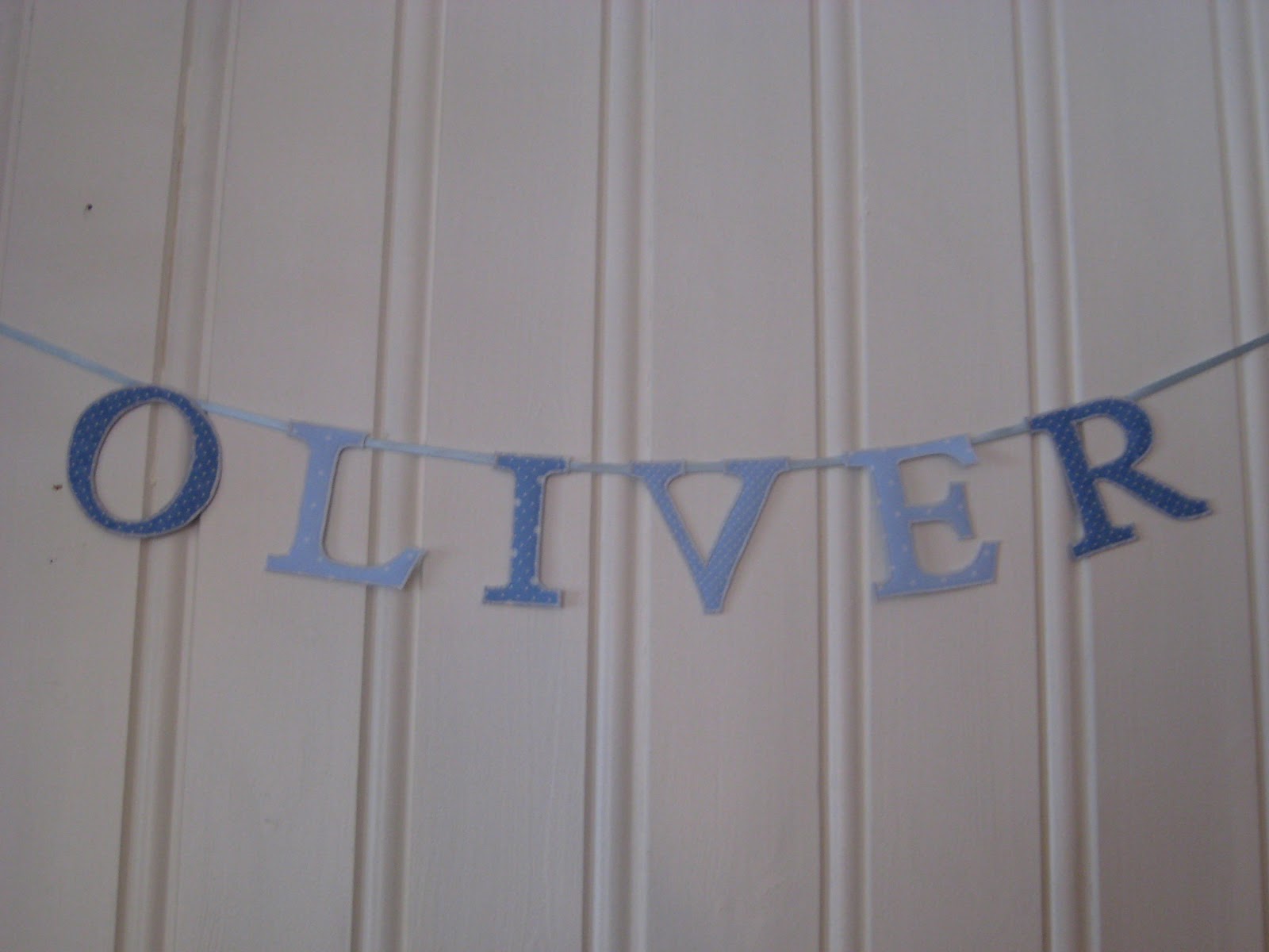 Kort og søm: Bokstav vimpel i blått!